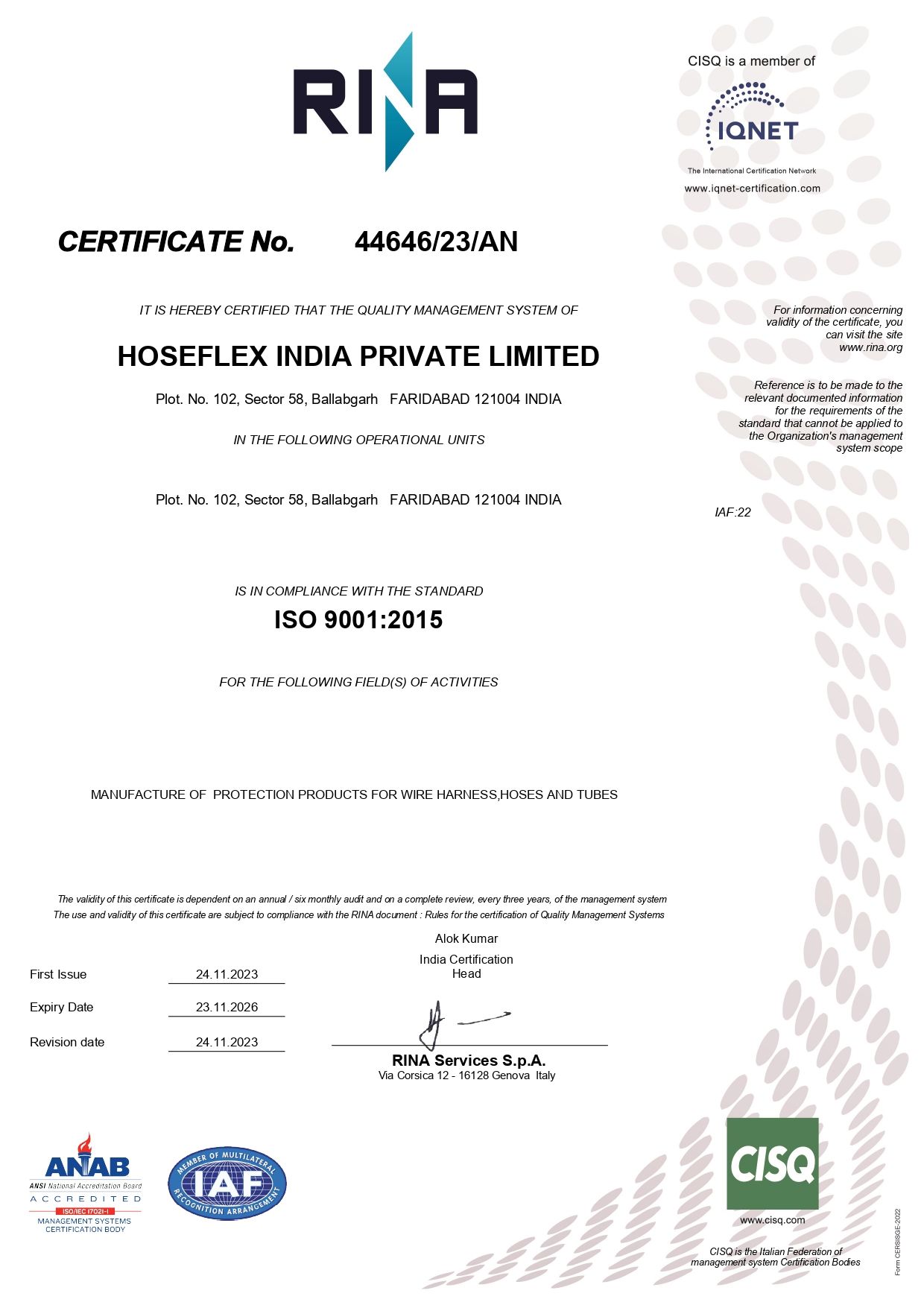 Certifications - hoseflex.co.in