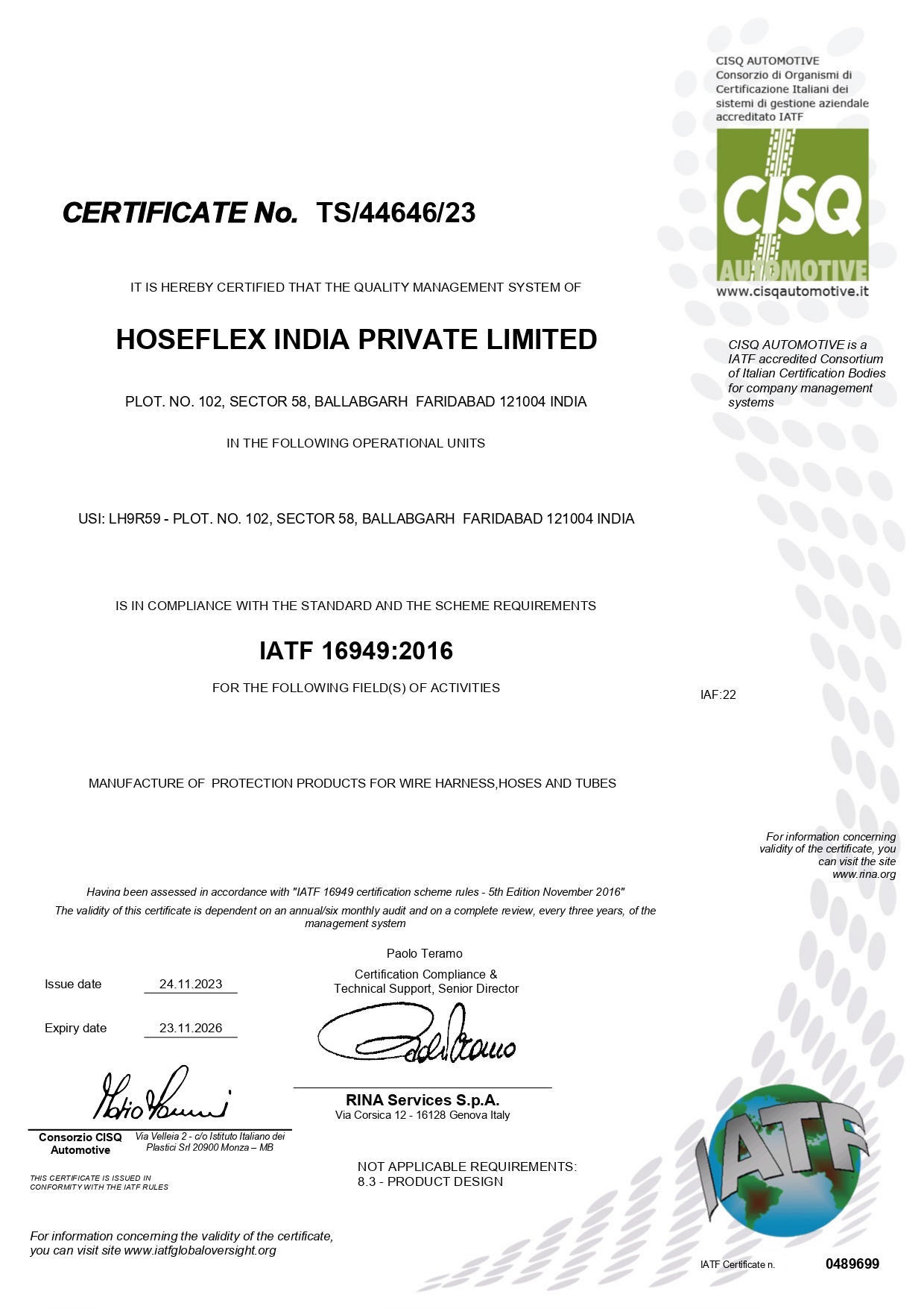Certifications - hoseflex.co.in